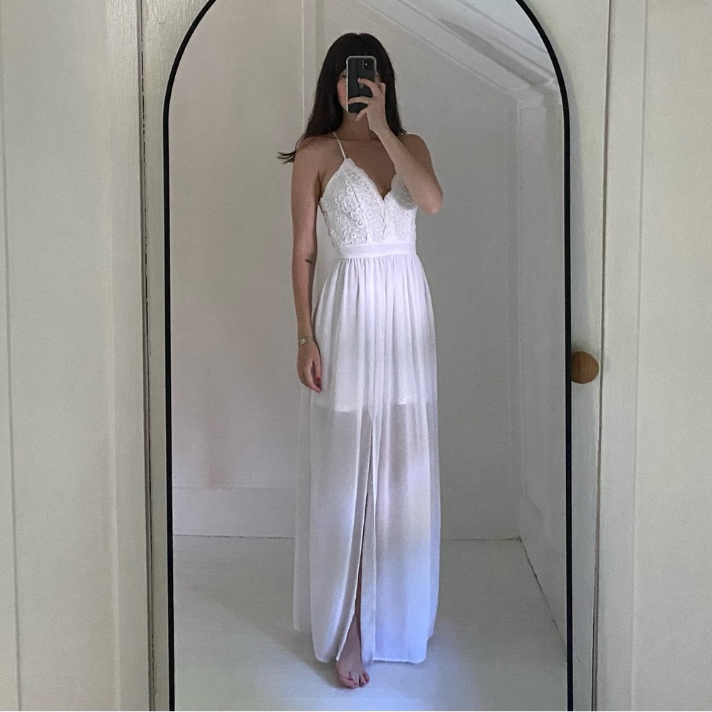 No Boundaries Crochet Trim Sheer Maxi Dress - Gem